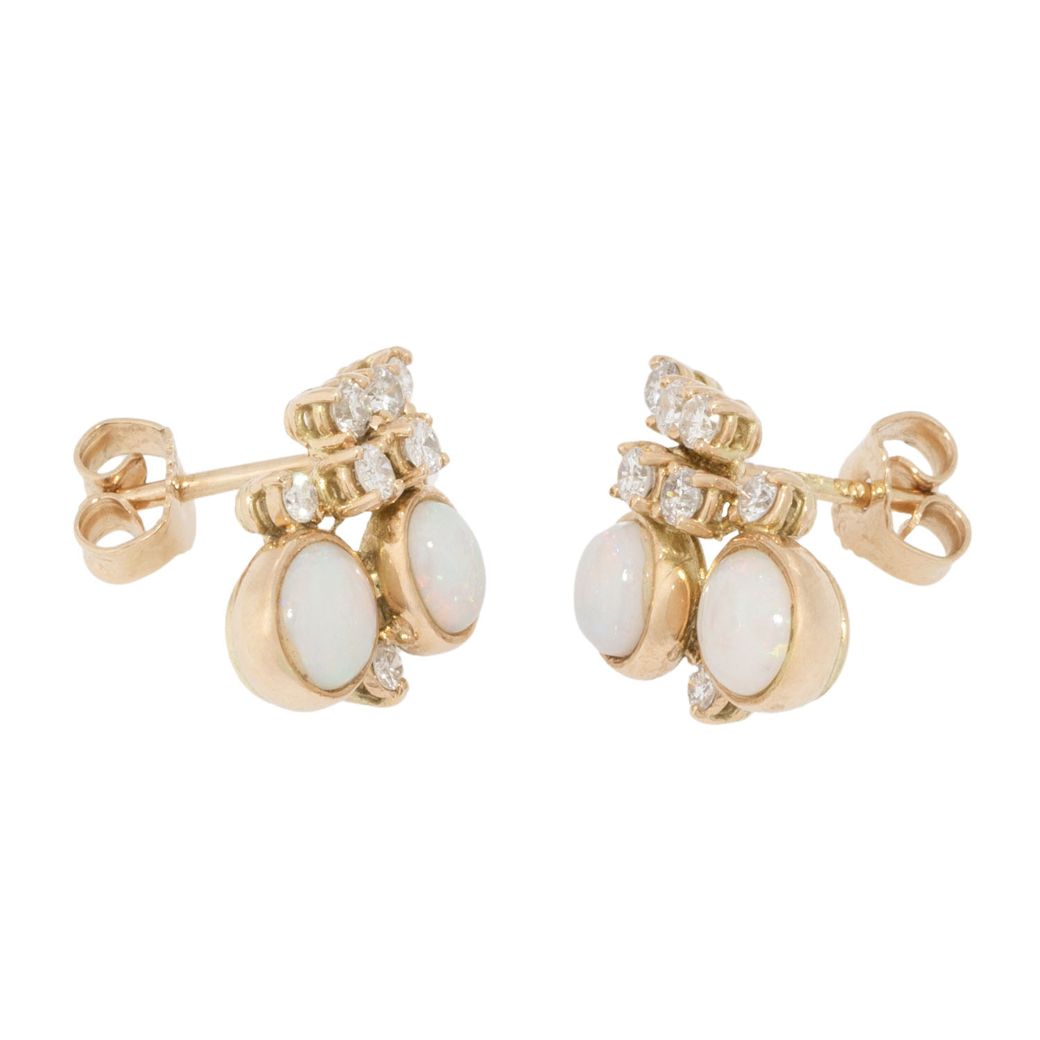 Pair of stud earrings with 4 white opal cabochons, | Eppli Onlineshop